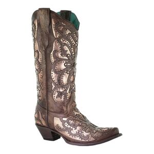 Corral | Shoes | Corral E594 Distressed Brown Leather Snip Toe Cowgirl ...